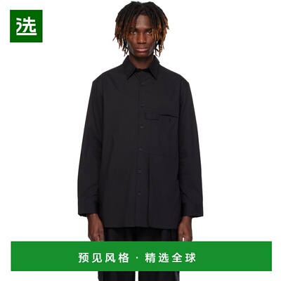 1h可退 香港直邮Y-3 男士 黑色 Pleated Pocket 衬衫 JI7082