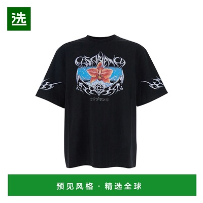1h可退 香港直邮Casablanca 男士 'Blades' T-Shirt on Front 黑