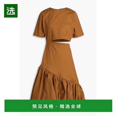 1h可退 香港直邮Kika Vargas 女士 剪口棉混纺斜纹布连衣裙 ALMAD