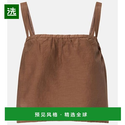 1h可退 香港直邮Velvet 女士 Andrea 棉质真丝薄纱上衣 brown棕色