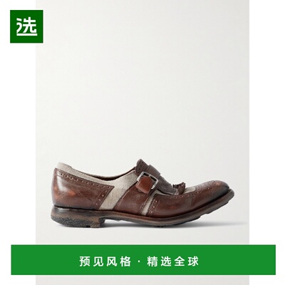 1h可退 香港直邮church s 女士 Shanghai 磨边皮质帆布粗革皮鞋 D