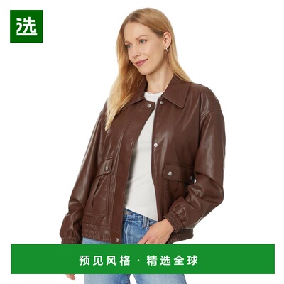 1h可退 【美国直邮】Levi s 女士毛呢外套 Faux真皮飞行员夹克 10