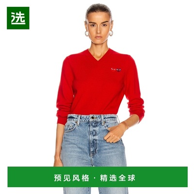 1h可退 香港直邮comme des garcons play 女士 双徽标V领毛衣 AZN