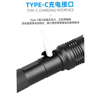 led航户外伸缩调焦手续电急筒 USB充电迷你便携L600-20ED强光长应