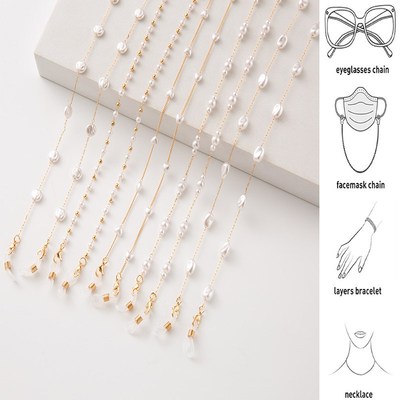 Fashion Glasses Chain for Women Boho Pearl Beaded Mask Chain