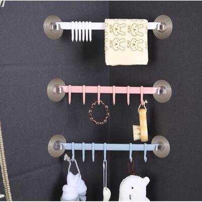 Six-row hook kitchen wall mount 6-in-a-row hooks bathroom no
