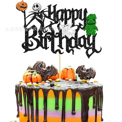 2025 Halloween Happy Birthday Sparkling Powder Cake Plaque