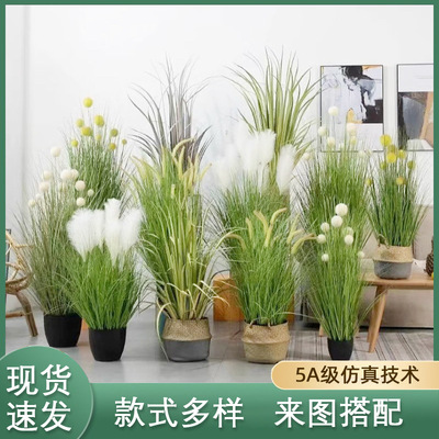 Simulated reeds, dog tail grass, onion grass, large plants,