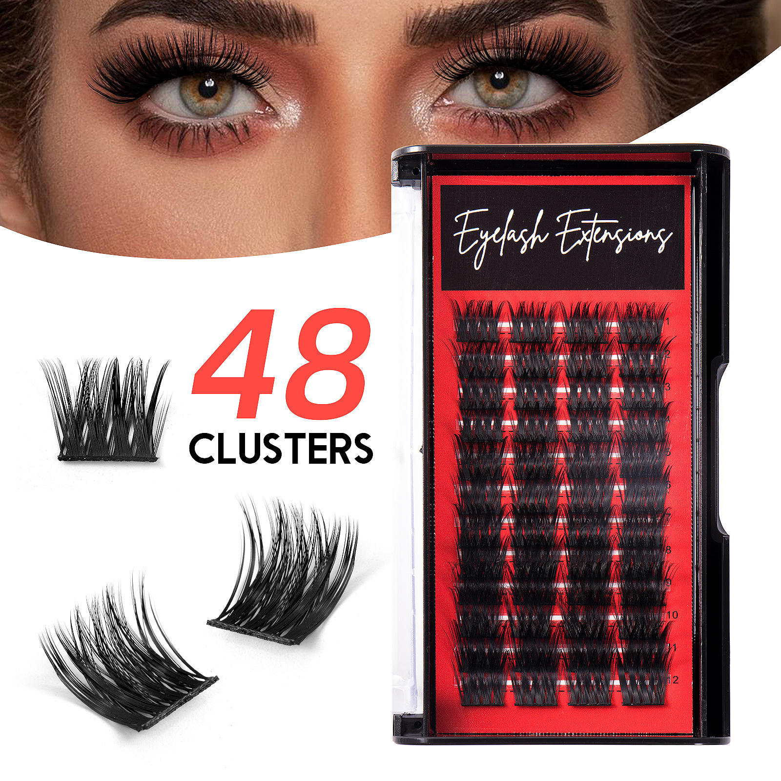 Large capacity single tuft segmented false eyelashes, natur