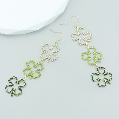 New personalized design, fashionable rhinestone clover earr
