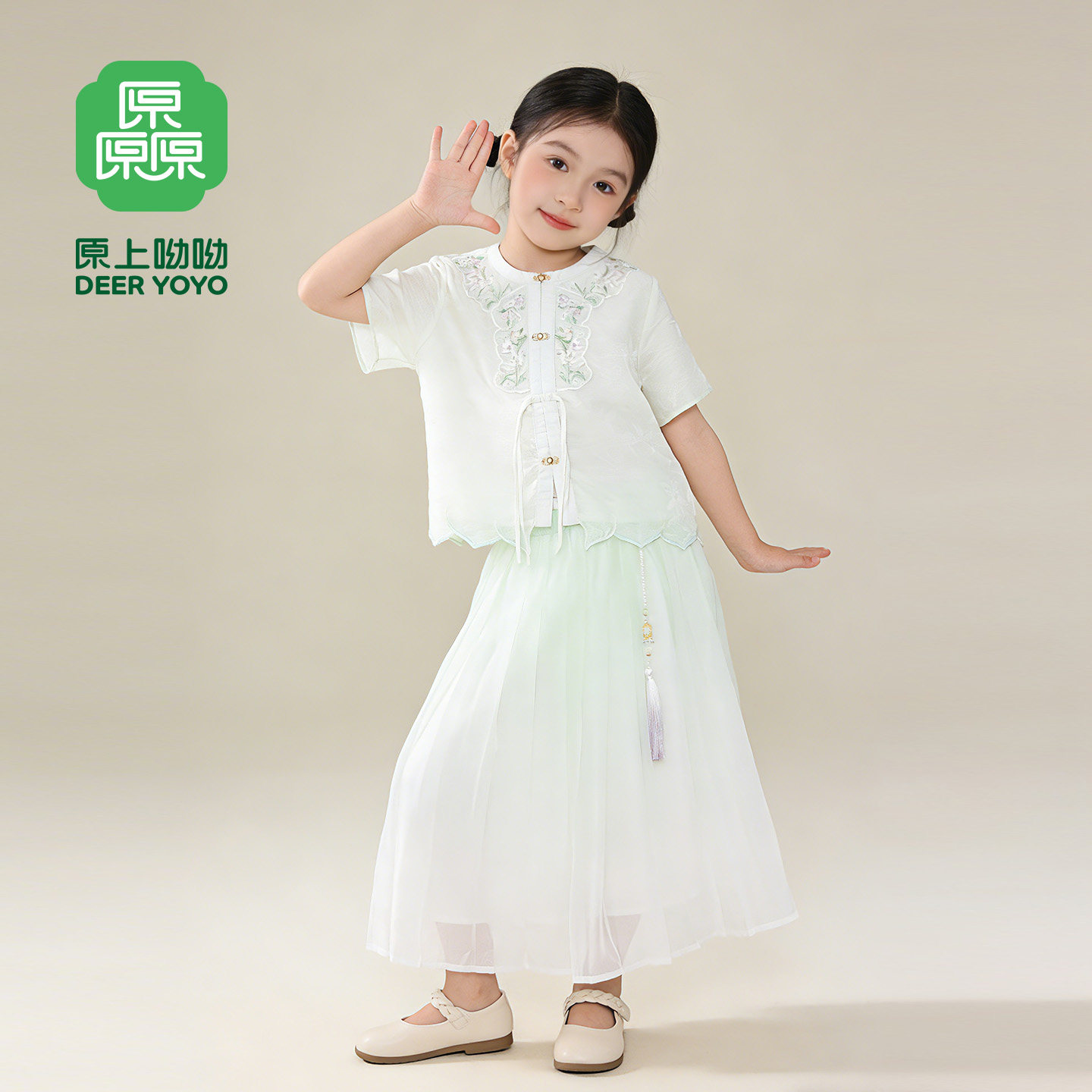 原上呦呦春秋新款女童汉服宝宝新中式国风公主连衣裙小女孩演出服