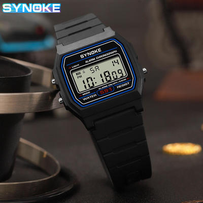 厂货SYNOKE时诺刻电子表复古经典小方块学生运动手表轻薄设计现货