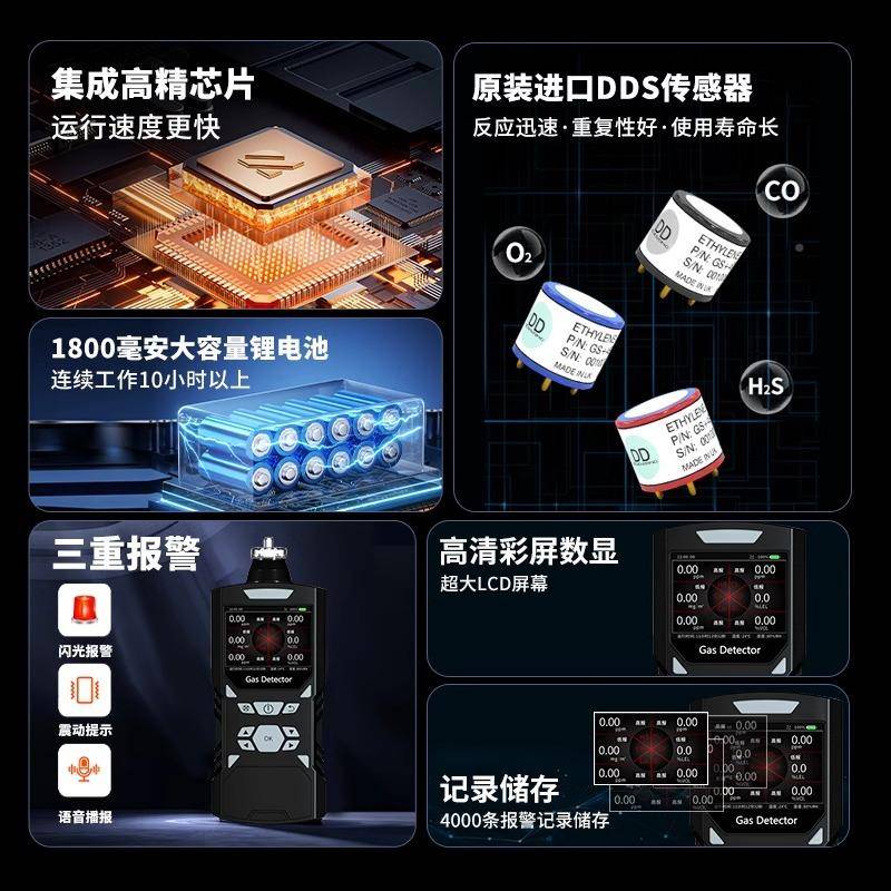 泵臭吸式四合一气体检测能仪有有毒害有限空间便携式九浦多功氧氯