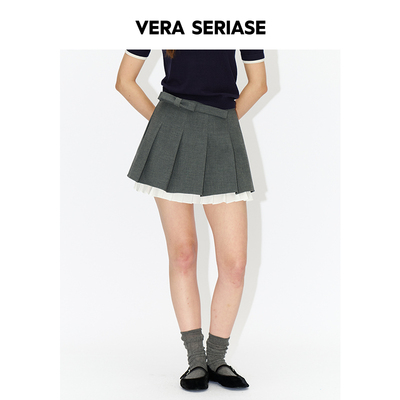 【Vera Seriase设计师品牌】2026春季新款时尚灰色撞色A字短半裙