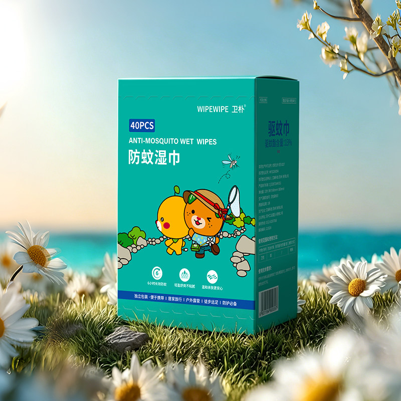 【蜜蜂惊喜社】卫朴防蚊湿巾40枚入湿巾擦拭驱蚊更安心