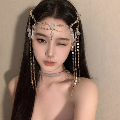 楼兰少女金色流苏头链异域