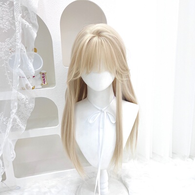纤韵佳人白金色假发长直发60cm白金色lolita长发女团全头套女jk