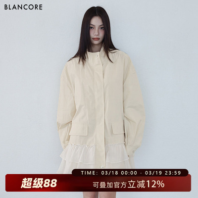 BLANCORE花边拼接立领外套