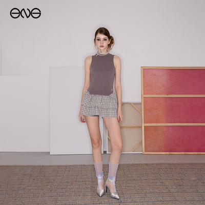 【ENG】Effet de Soleil格纹拼接无袖连衣裙短裙女装新品26春