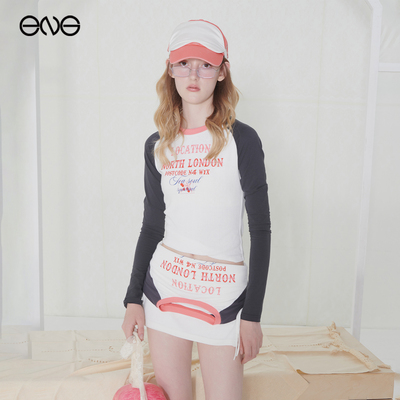 【ENG】Effet de Soleil 拼色印花长袖T恤上衣女装 新品25秋