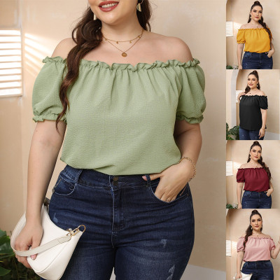L-4XL fat women shirt plus size summer ladies blouse tops