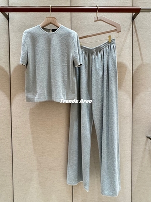 Trends Area 高级定制 经典意式老钱风格桑蚕丝棉针织短袖+阔腿裤