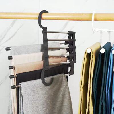 in 1 Trouser Storage Rack Adjustable Pants Tie Shelf Closet