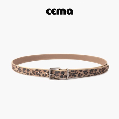 CEMA皮带磨砂牛皮复古豹纹腰带