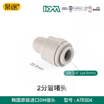 韩国DM快速接头2分3分管口尾端堵头PE管塞 ATES04净水器配件