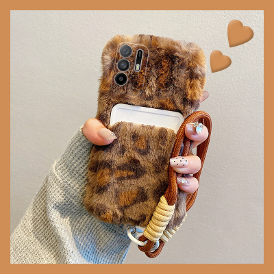 棕色豹纹适用oppoa3pro手机壳a2x卡包a1卡套a97挂绳a96毛绒绒a95硅胶a93a91a72a58a57a52a32a11a9a31a8a5卡通