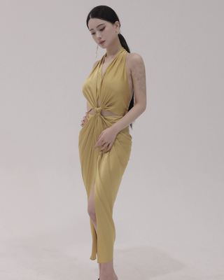 V领无袖长裙连衣裙夏季孙智惠