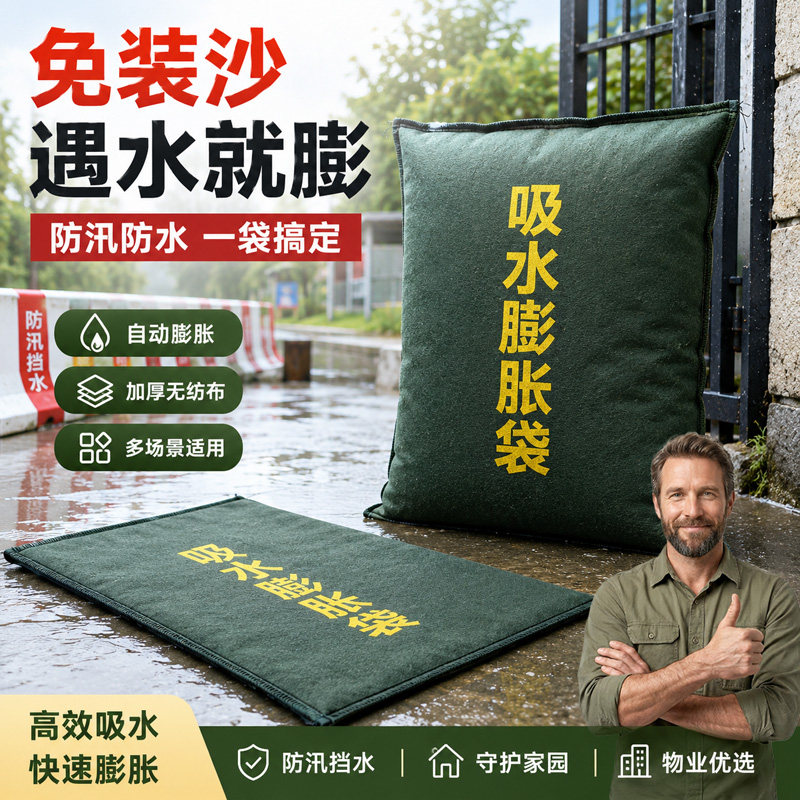 防汛沙袋防洪专用防水吸水膨胀袋消防抗洪挡水神器帆布沙包袋家用