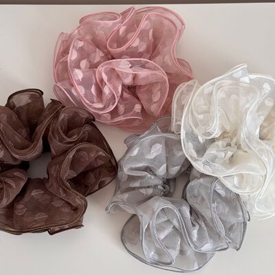 韩系新款网纱大波点收腰圈高级感百搭大肠发圈丸子头马尾发绳发饰