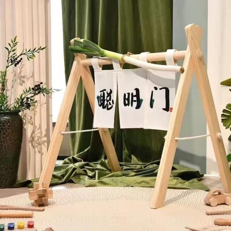 过聪门道具聪明门木架婴儿在家拍照道具聪明门抓周新中式风装饰门
