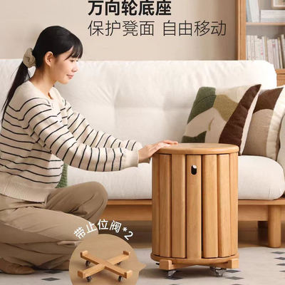 实木堆叠凳餐厅客厅家用可叠放凳子橡木叠叠乐圆凳组合餐凳