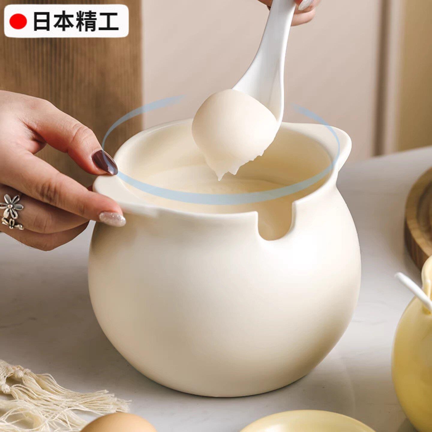 日本轻奢厨房陶瓷猪油罐家用奶油风辣椒油复古风厨房调料罐带盖