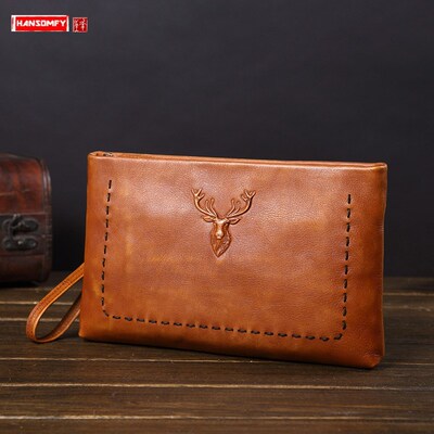 Vintage Leather Men's Handbags Men Casual Clutches Bag Leat