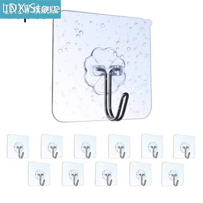 10 Pcs Strong Home Wall Hook Transparent Bathroom Towel Rack