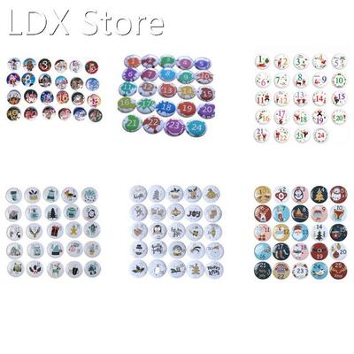 2022 New 24Pcs Christmas Button Pins Advent Calendar Number