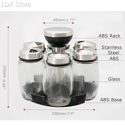 Kitchen Jars 适用于 Spices Rotating Glass Cruet Seasoning Ja