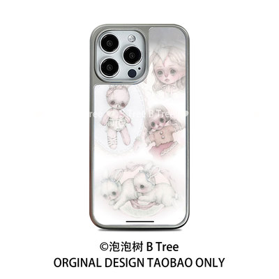 BTree原创可爱洋娃娃少女心甜妹iPhone17Air16promax防震15plus苹果14手机壳13电镀银边框亚克力金属防摔软壳