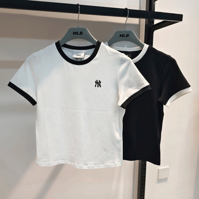 MLB女子NY小标拼接短款短袖T恤