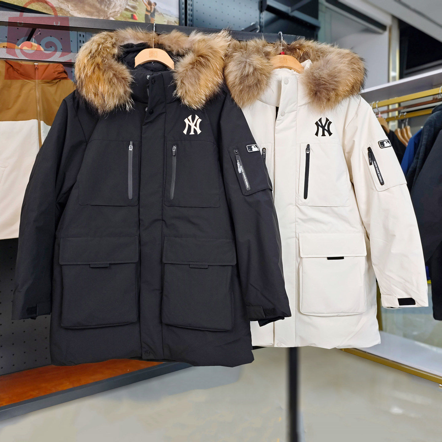 MLB鹅绒羽绒服冬季款男女NY工装风情侣加厚中长款外套3ADJB1346