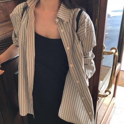 HOWUS背后系扣开叉长袖衬