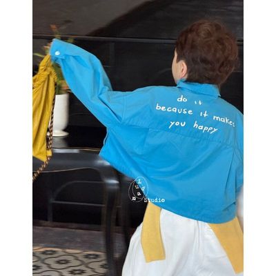 卤蛋童装·莱茵河畔/设计感宽松短款棉字母衬衫男女童25961