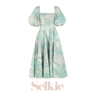Selkie荷塘芙蓉印花连衣裙