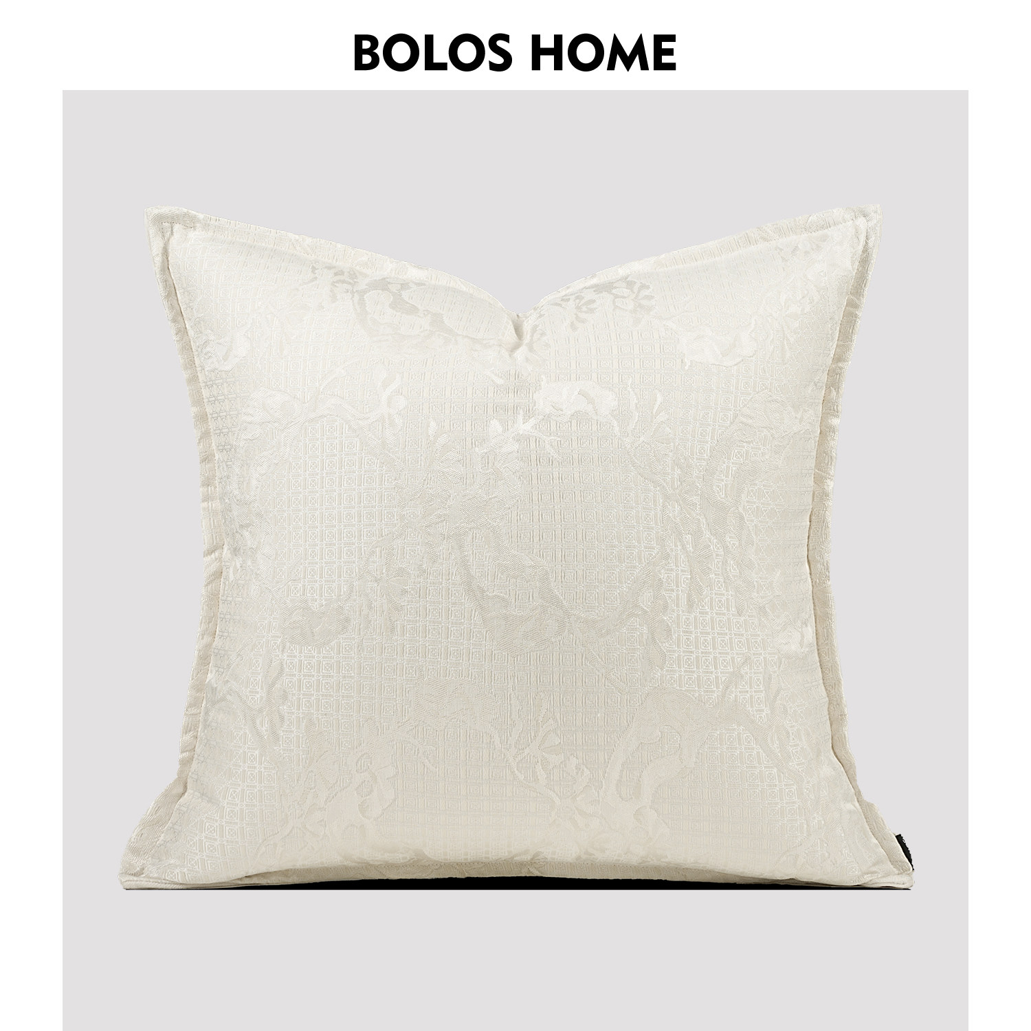BOLOS HOME现代极简轻奢靠枕浅米几何提花抱枕暗纹肌理设计高级感
