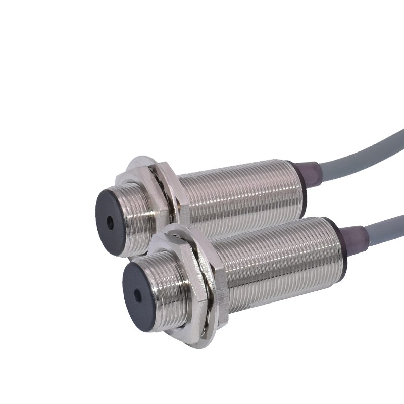 M18激光对射光电开关传感器感应器可见光红外线远距离NPN PNP 24V