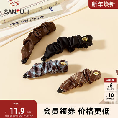 三福简约金标扭夹马尾夹单个 时尚个性发饰配饰发夹头饰850877