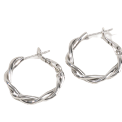 三福简约编织圈圈环耳环一对 气质时尚设计感耳饰 814094